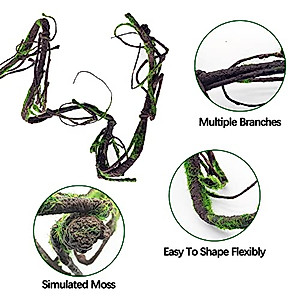 BNOSDM Reptile Bend-A-Branch Vines with Moss Bendable Jungle Climbing Vine Pet Habitat Decor for Bearded Dragons Chameleon Geckos Snakes Lizards Frogs