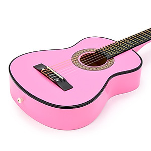 30" Wood Classical Guitar with Case and Accessories for Kids/Girls/Boys/Beginners (Pink)