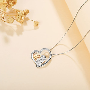 ASLBUNM Cat Necklace 925 Sterling Silver Cute Animal Pendant Necklaces Jewelry Gifts for Cat lovers