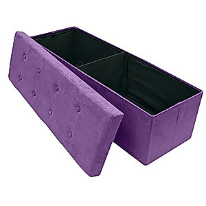 Sorbus Storage Ottoman Bench – Collapsible/Folding Bench Chest with Cover – Perfect Toy and Shoe Chest, Hope Chest, Pouffe Ottoman, Seat, Foot Rest, – Contemporary Faux Suede (Purple)