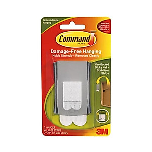 Command Universal Frame Hangers, Damage Free Hanging Picture Hangers, No Tools Frame Hanger for Living Spaces, 1 Metal Picture Frame Hanger and 4 Large Command Strips