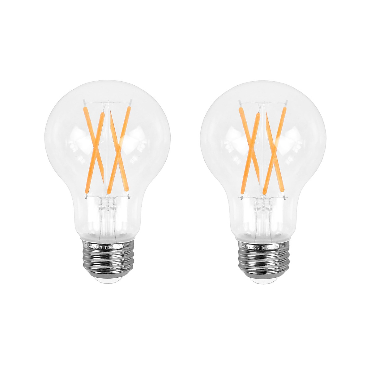 Tokira Retro LED Edison Bulb, E26 8W, Equivalent to 60W, 3000K, Dimmable, Filament Bulb,1200 Lumens, High Brightness Warm White, Transparent Glass, 2 Sets