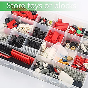 Gbivbe Large 24 Grids Plastic Organizer Box Adjustable Dividers,Clear Storage Box for Jewelry, Art DIY Crafts, Washi Tapes, Beads and Small Parts