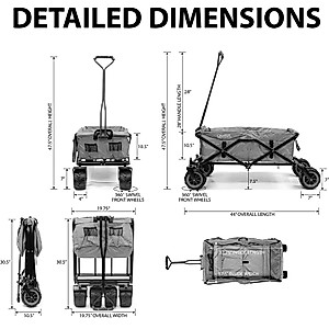 Creative Outdoor Push Pull Beach Hauler XXL, Collapsible and Portable Folding Wagon Cart, 200lbs Weight Capacity, Sport Series, Beach, Park, Garden Sports & Tailgate, (Green)