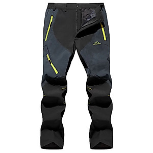 MAGCOMSEN Hiking Pants Mens Spring Pants for Men Waterproof Pants Camping Pants Mens Work Pants with Zipper Pockets Lightweight Pants for Men Black