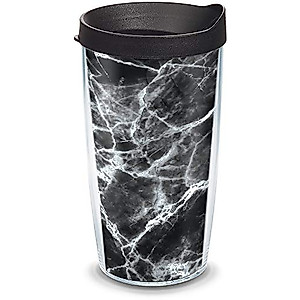 Tervis Black Marble Made in USA Double Walled Insulated Tumbler Travel Cup Keeps Drinks Cold & Hot, 16oz, Classic