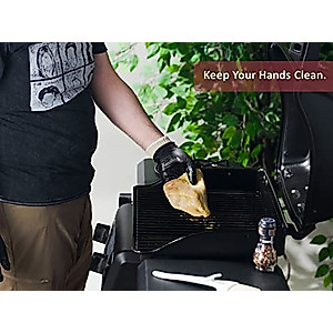 Nechtik BBQ Gloves disposable - 4 Cotton Glove Liners and 100 Disposable Gloves - Meat Gloves - Machine Washable - Powder Free Latex Free, Black Nitrile Gloves