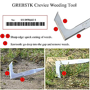 GREBSTK Crack Weeder Crevice Weeding Tool Manual Weeder Beech Handle Lawn Yard Gardening Tool