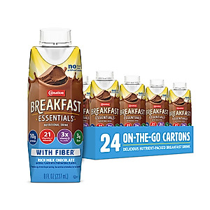 Carnation Breakfast Essentials Ready to Drink with Fiber, Rich Milk Chocolate, 8 FL OZ Carton (Pack of 24) (Packaging May Vary)