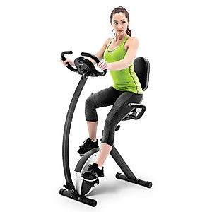 Marcy Foldable Recumbent Exercise Bike with High Backrest and Magnetic Resistance NS-653, Black White, One Size