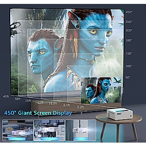 Native 1080P 5G WiFi Bluetooth Projector,15000L 450 ANSI Outdoor Movie Projector 4K Support and Max 450" Display, LED Home Theater Video Projector Compatible with iOS/Android/Win/TV Stick/PS5 White