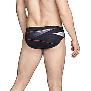 Speedo Men's Standard Swimsuit Brief Endurance+ Printed Team Colors, Infinite Red, 26