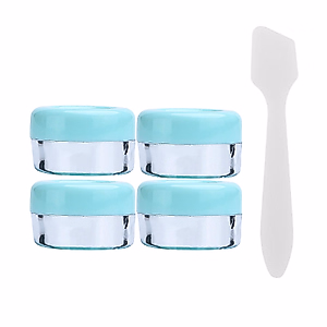 5g Travel Containers for Cosmetics and Skincare - 4 Clear Jars with Lids and 1 Cream Stick - Leakproof, Durable and TSA Approved