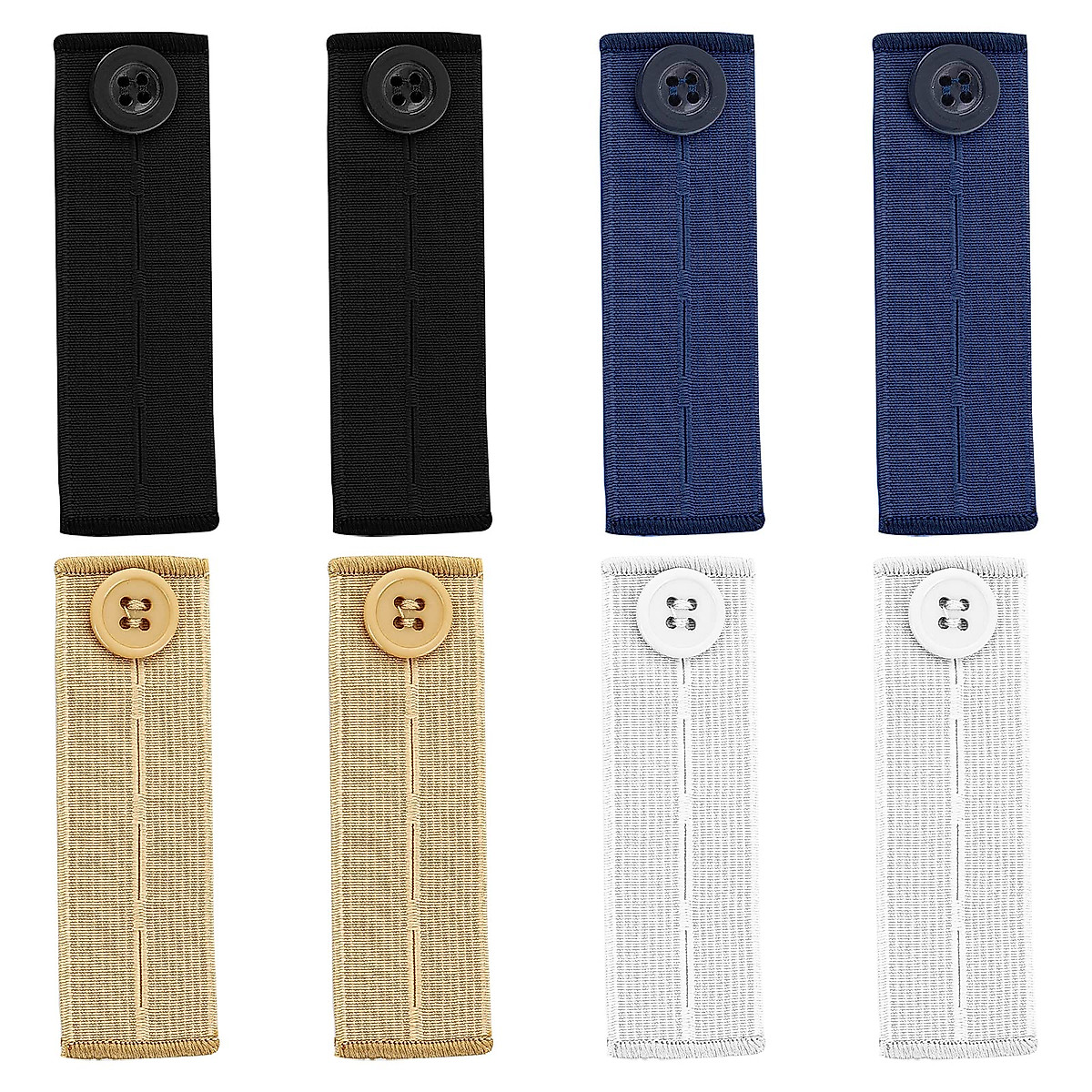 Prasacco 8 Pieces Elastic Waist Extenders for Pants, Waistband Expanders for Men Women Adjustable Button Extenders for Jeans Pants Button Extender for Women and Men Jeans Dress
