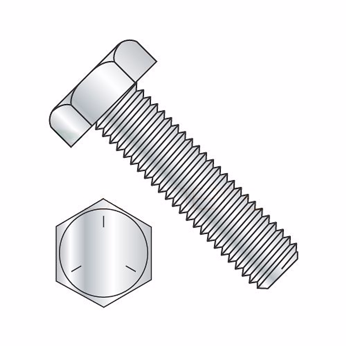 5/8 x 5-1/2" Fully Threaded Hex Tap Bolt Grade 5, Zinc Plated Steel (Quantity: 5) Coarse Thread, 5/8-11 x 5-1/2"