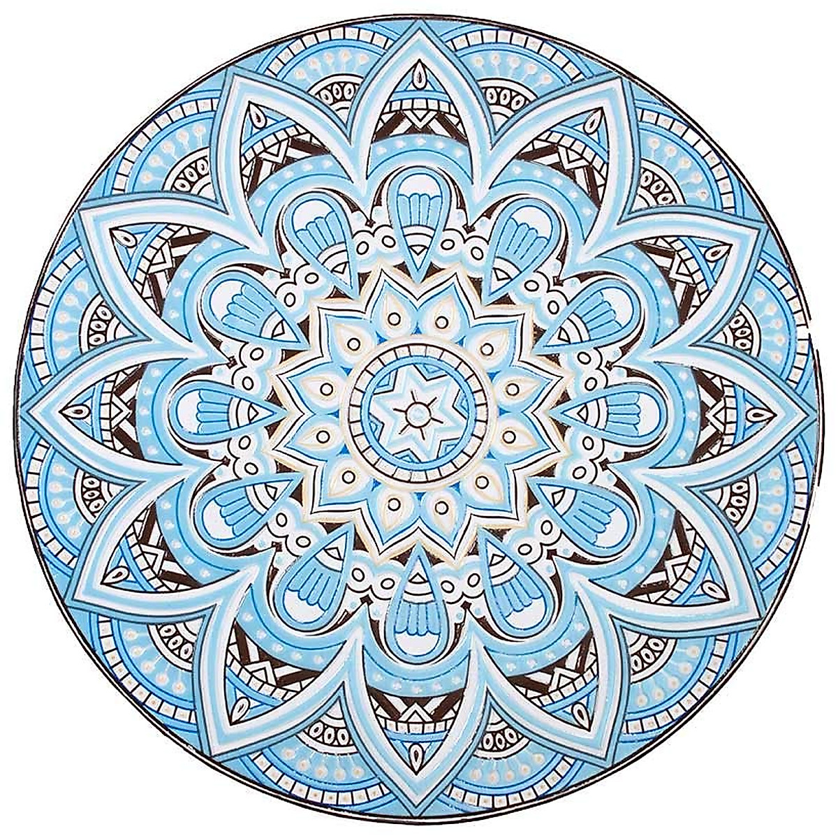 The Lakeside Collection Metal Folding Patio Table with Decorative Tile Mosaic - Black