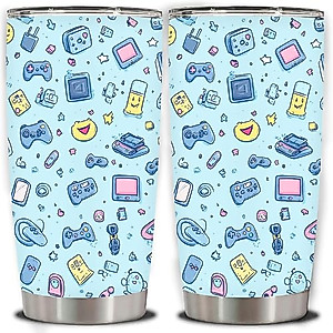 FOCIUZTA 20oz Playful Gaming Tumbler with lid, Travel Coffee Cup, Ideal for Easter, Gaming Enthusiast, Mother Day, and birthday gifts
