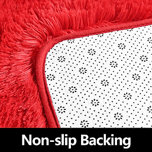 FlyDOIT Round Area Rugs for Bedroom (4x4 Feet, Red)