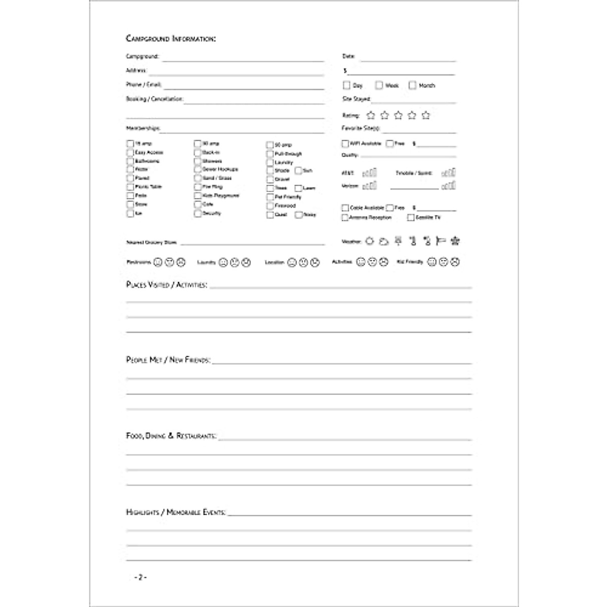 Camping Journal & RV Travel Logbook, Blue Vintage Camper Journey (Caravanning Campsite Log Books)