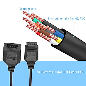 JoFong 9 Pin Controller Extension Cable for Classic Retro Game Consoles AV 620, HD 621, HD 821 Plug and Play Wired Video Game Controller Gamepad Extension Cable 5.8ft 2 Pack (cable-new-abc)