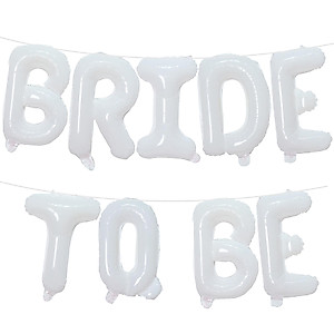Tellpet Bride To Be Balloons Banner for Bridal Shower, Bride Balloons Bachelorette Party Decorations, White