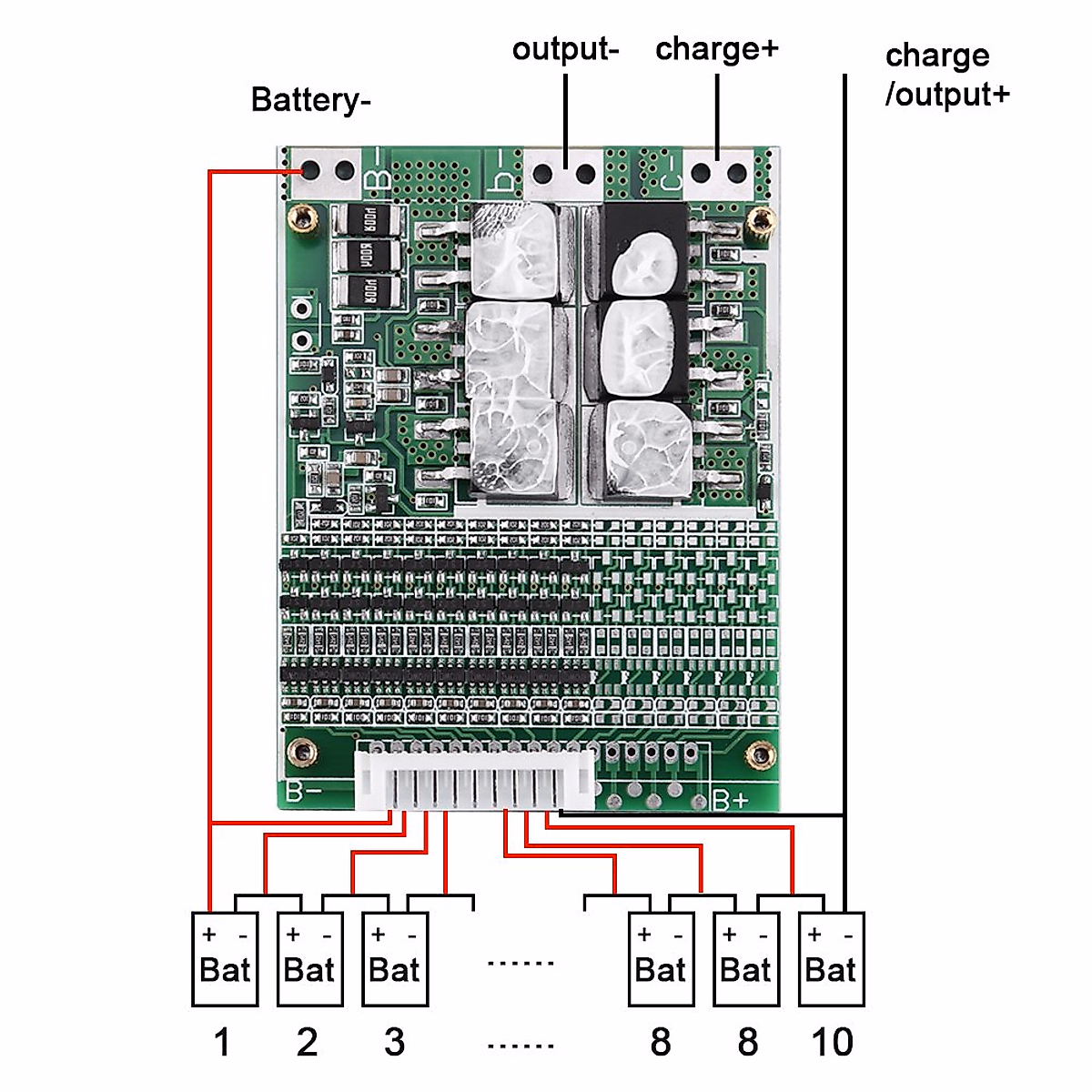 36V BMS Protection Board, 35A 10S Li-ion Battery BMS Protection Board PCB for Ternary Cobalt Cells with Balancing, Manganese Acid Batteries and Cobalt Acid Batteries