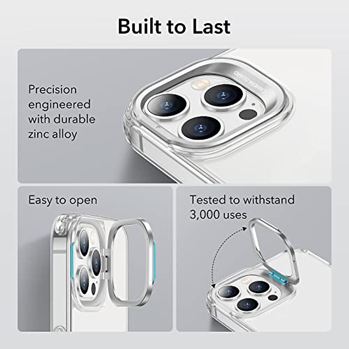 ESR Classic Kickstand Case Compatible with iPhone 14 Pro Max Case, Clear Case with Stand, Military-Grade Protection, Built-in Camera Ring Stand, Scratch-Resistant Acrylic Back, Clear