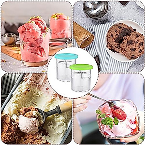 2pcs Containers Replacement for Ninja Creami Pints and Lids, Upgraded Ice Cream Tubs with Lids Compatible with NC500 NC501 Deluxe Series Ice Cream Maker, Wave Style (Green, Blue)