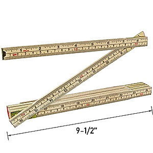 Folding Wood Ruler LUORNG 6 FT / 6 Inch Wooden Foldable Ruler with US and Metric Measurements for Carpenters, Wood Folding Ruler