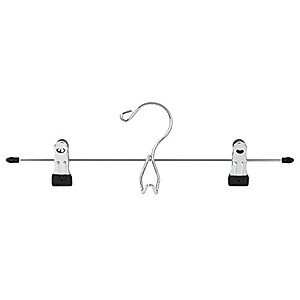 Richards Homewares Stackable Skirt and Slack Hanger, 4-Piece Set, Black Vinyl Coated Steel Chrome Adjustable Clips