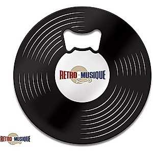 The Beatles - 8 Piece Mini Vinyl Record Coaster Set with Tin & Magnetic Bottle Opener by Retro Musique