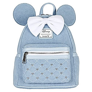Loungefly Disney Minnie Mouse Denim Womens Double Strap Shoulder Bag Purse