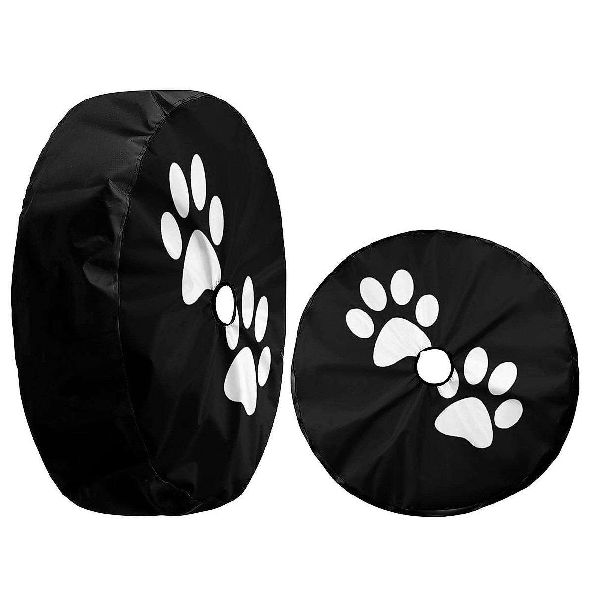 Foruidea Paw Print Spare Tire Cover with Backup Camera Hole Wheel Tire Cover Fit Trailer, RV, SUV and Many Vehicle 17inch