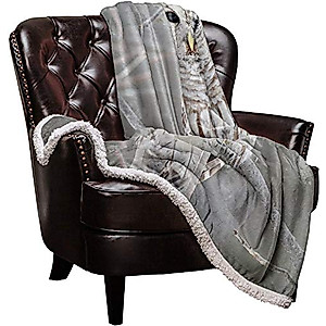 Owl Sherpa Fleece Blanket, Super Thick and Warm Cozy Luxury Blanket 40"x50",Cute White Owl Perch On Tree Branch Bed Blanket, Fuzzy Thick Reversible Fluffy Plush Microfiber Throw Blanket for Couch