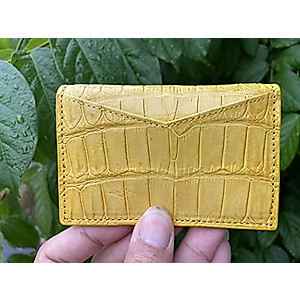Double side Yellow Crocodile Alligator leather skin Credit Cardholder, leather credit cardcase, leather creditcard cover
