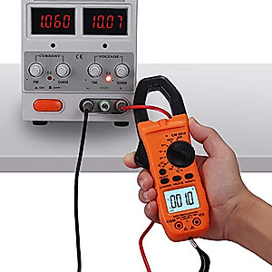 CAMWAY Portable Clamp Meter Digital 6000 Counts AC/DC Current TRMS AMP OHM Tester Capacitance Multimeter with Alligator Clips