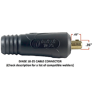 SÜA 200 Amp Welding Ground Clamp Lead Assembly - Dinse 10-25 Connector - #2 AWG cable (15 FEET)