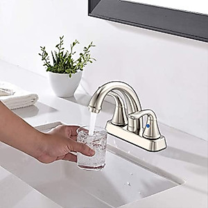 Vetta Bathroom Faucets - 2 Handle 3 Hole Centerset Brushed Nickel RV Bathroom Sink Faucet (Nickel)