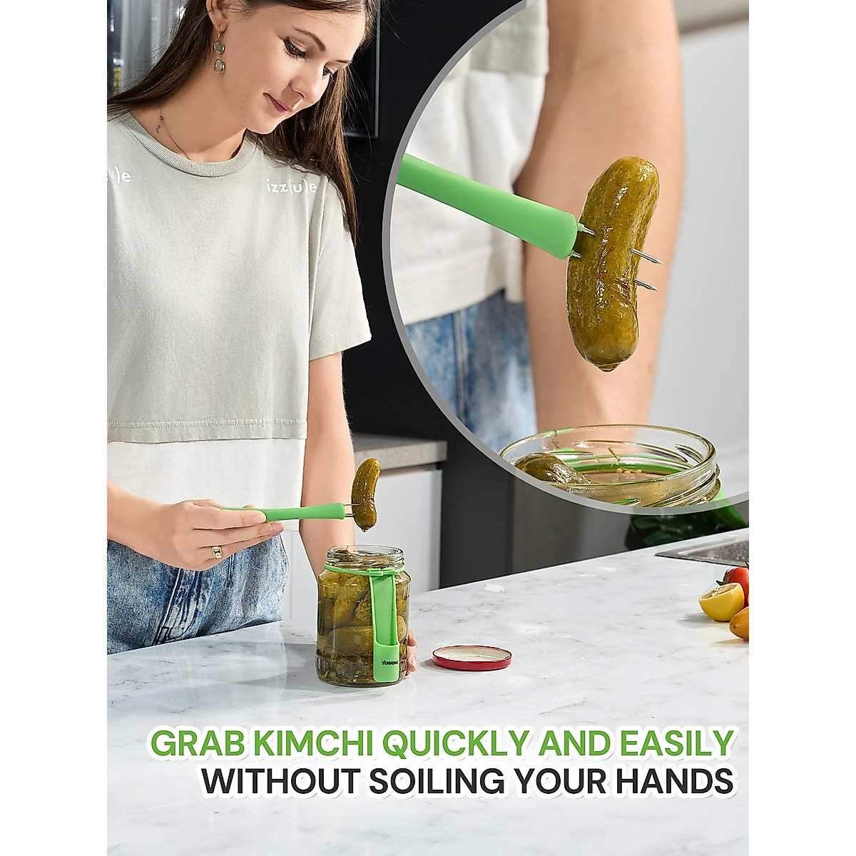 Pickle Fork, YUNHOME Pickle Grabber, Unique Kitchen Gadgets, Olive Fork Pickle Picker Pickle Gift Cool Gadgets Pickle Gifts Pickle Forks Tool for The Jar Pickle Holder