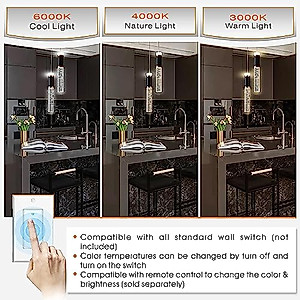 Led Pendant Light,Crystal Modern Led Kitchen Island Light Fixture,Adjustable Pendant Lighting for Kitchen Island,Black Gold Led Chandelier for Dining Room,Bedroom,Mini Pendant Spot Lights (1-Pack)