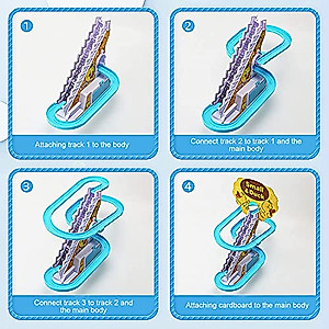 Small Ducks Climbing Toys, Electric Ducks Chasing Race Track Game Set, Playful Roller Coaster Toy with 9 Duck LED Flashing Lights & Music Button, Fun Duck Stair Climbing Toy for Toddlers and Kids (A)