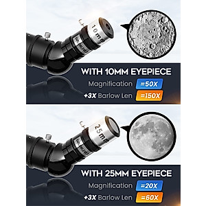 Telescopes for Adults Astronomy, 80mm Aperture 500mm AZ Mount Professional Refractor Telescope for Beginners with Phone Adapter, Portable Space Telescope with Carrying Bag