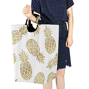 One Bear Pineapple Laundry Basket Christmas Tropical Fruit Foldable Large Laundry Hamper Bucket with Handles Collapsible Nursery Storage Bin for Kids Clothes Toy