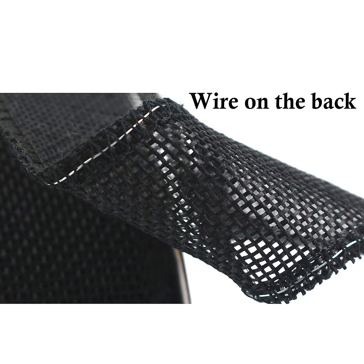 MEEDEE Black Burlap Wired Ribbon - 1.5 Inch, 10 Yards for Crafts, Weddings, Gift Wrapping, Home Decorating