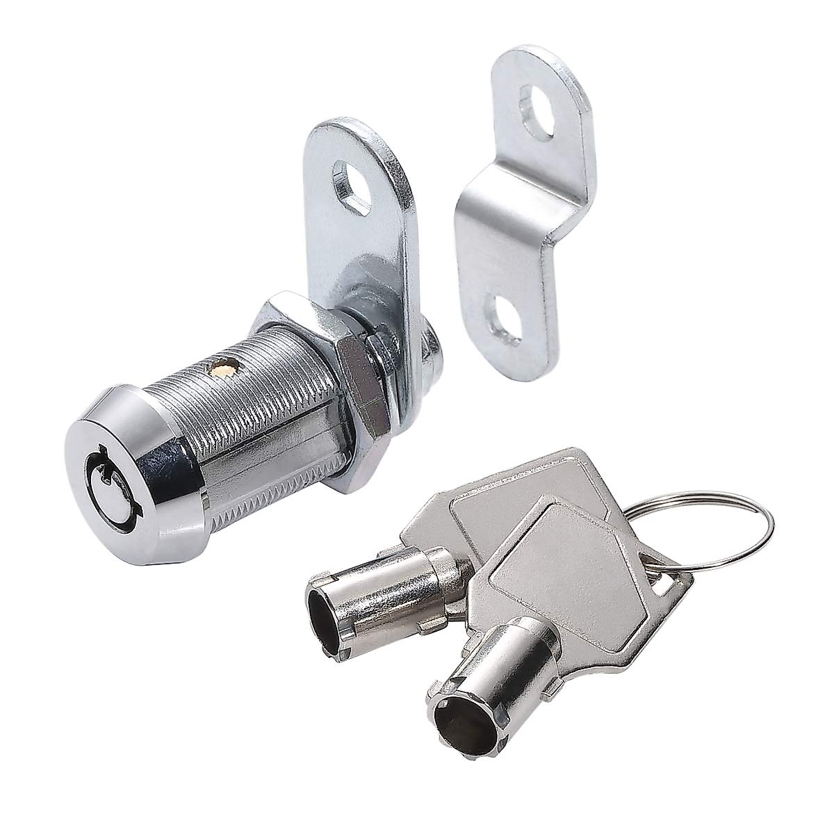 WOOCH Tubular Cam Lock Cabinet Lock,Keyed Alike Removable Key, 1-1/4" Cam and Offset Cam (1-1/8 Inch 90°, Chrome Finish, 4 Pack)
