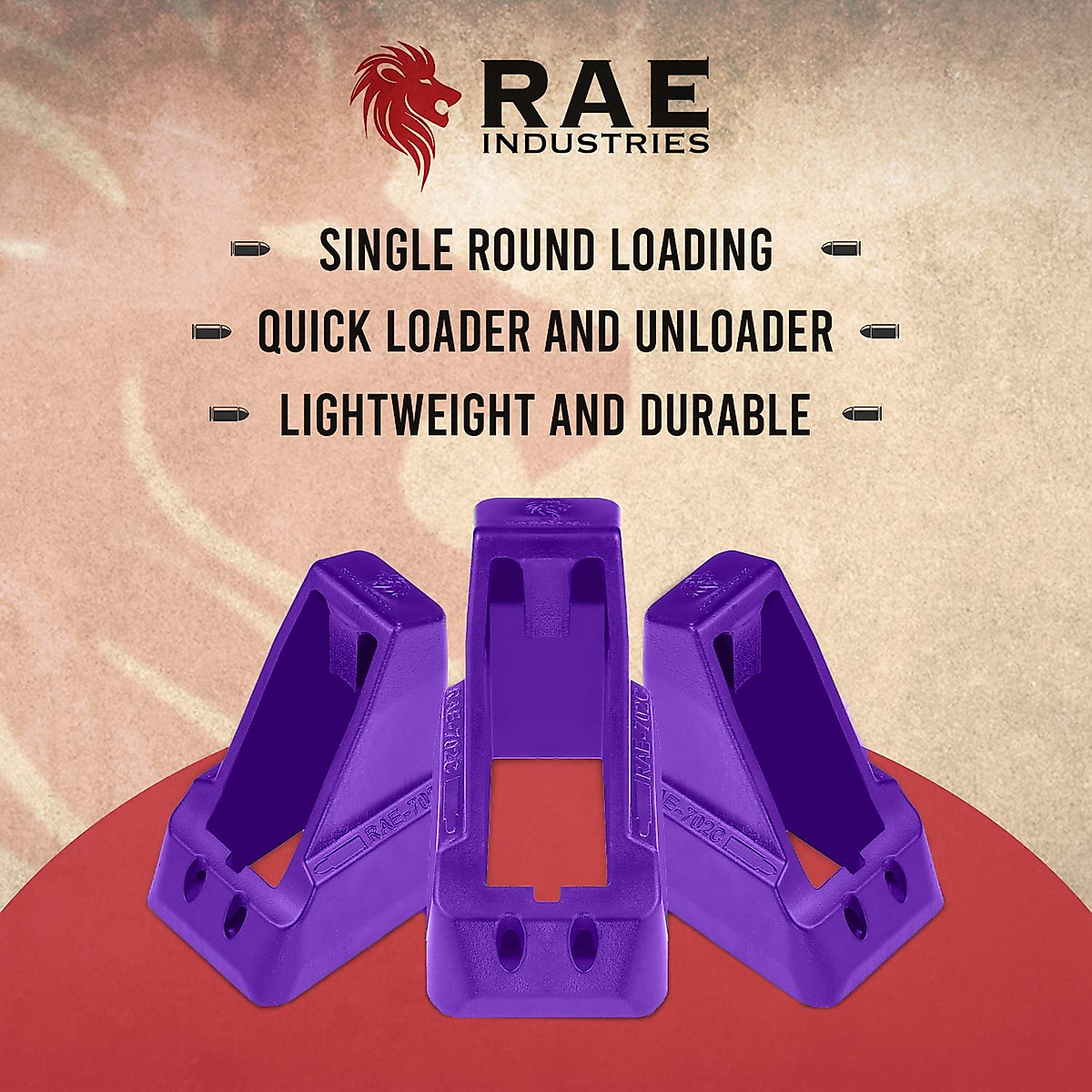 RAEIND Magazine Speedloader for M&P Shield, Springfield XD-S, Ruger LCP, Sig 938, All Colt 1911 for MAGS 3/8" to 5/8" ONLY, 9mm, 40, 45 ACP Pistols (RAE-702) (Purple)