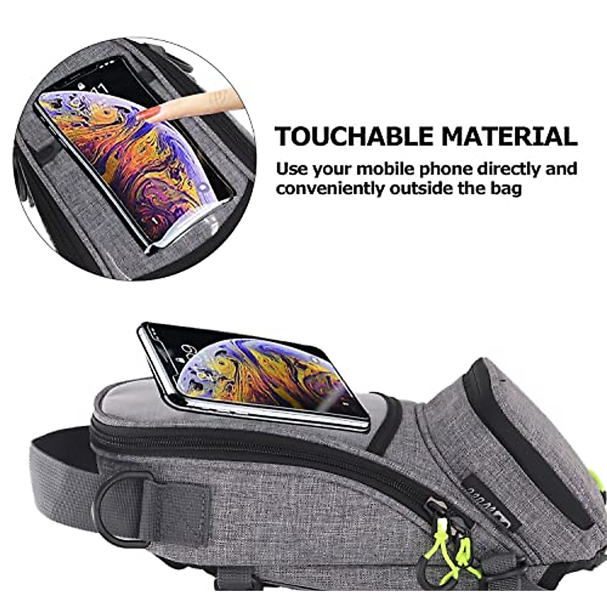 WOLT Powersports Motorcycle Tank Bag With waterproof rain cover Strong Magnetic, Motorbike Bag Transparent Pocket For Cell Phone Navigation, Update Version (Grey) …