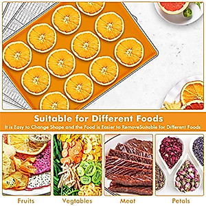 6PCS Silicone Dehydrator Sheets,Fruit Leather Silicone Dehydrator Mats with Edge Compatible with Cosori CP267-FD, Non-Stick Food Dehydrator Mats for Fruits Meat Vegetables Herbs (Orange 6 Packs)