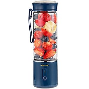 TIKBABA Personal size Blender for Smoothies and Shakes, Portable Bottle with a strap for On the Go(Dark Blue)