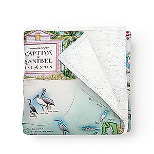 Sanibel-Captiva Islands Map Fleece Blanket - Hand-Drawn Original Art - Soft, Cozy, and Warm Throw Blanket for Couch - Unique Gift - 58"x 50"